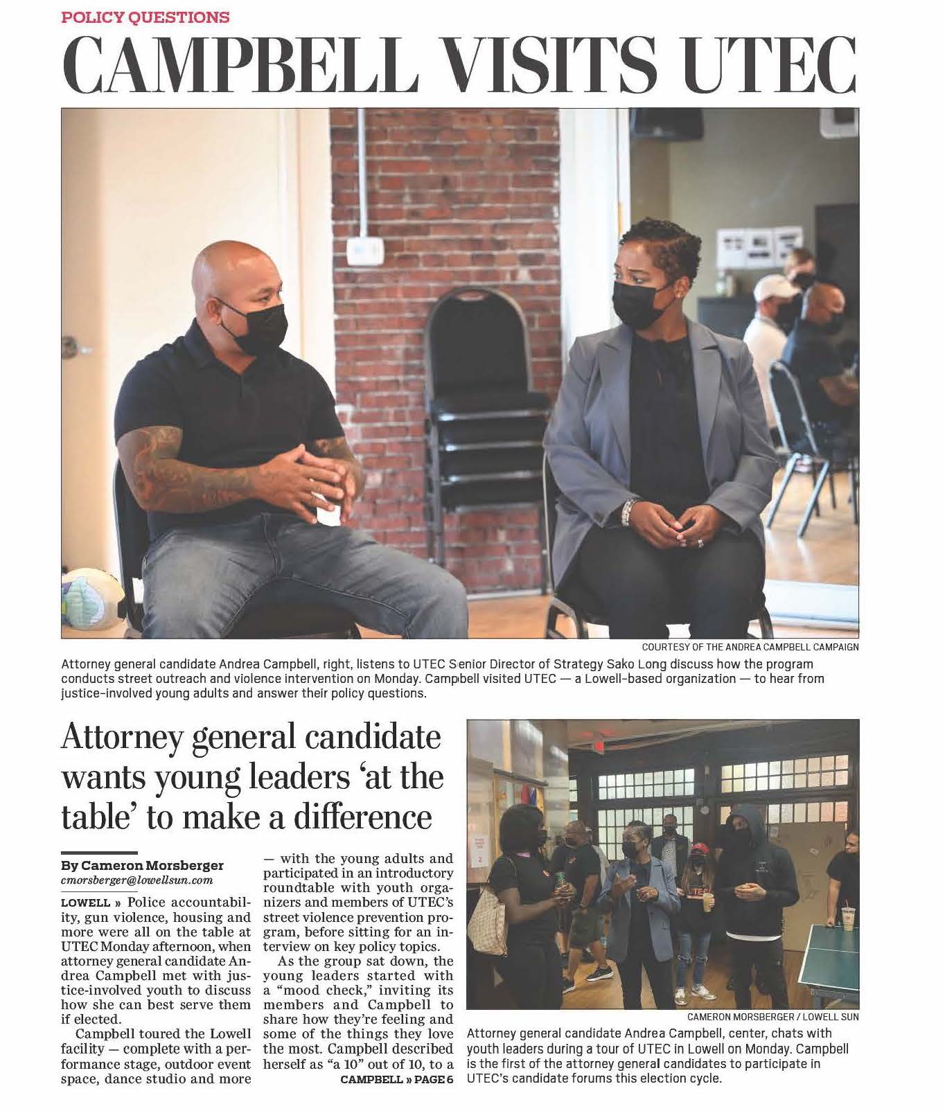 Andrea Campbell visits UTEC, wants young leaders ‘at the table’ to make ...